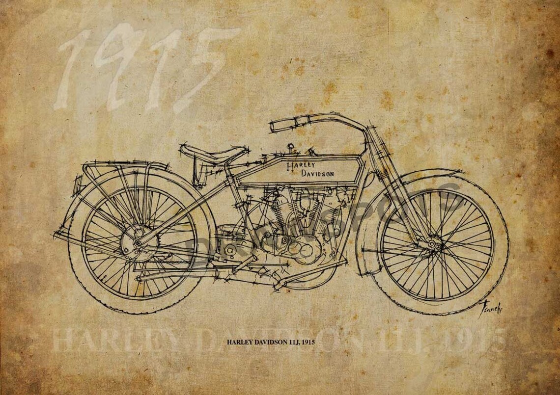 Set of 4 HARLEY DAVIDSON Original Art Prints Any Print - Etsy