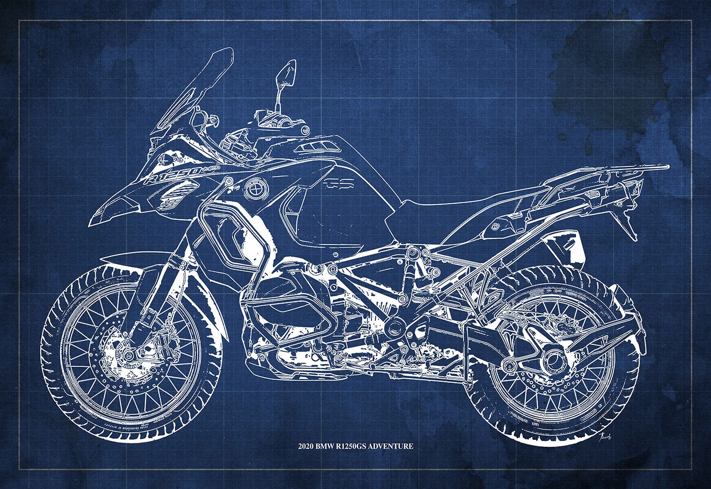 2020 BMW R1250GS Adventure Blueprint,art Print 14x9.60 to 60x41in,bike ...