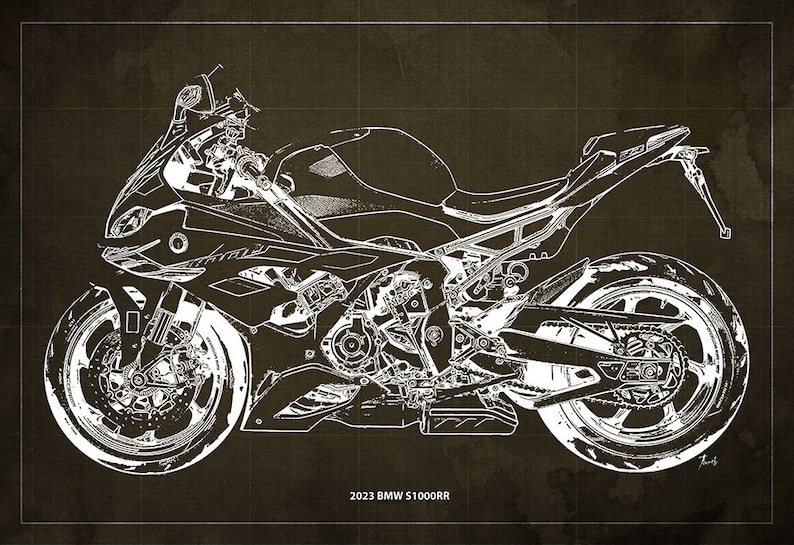 2023 BMW S1000RR Blueprint,art Print 14x9.60 to 60x41in,bike Art Print ...