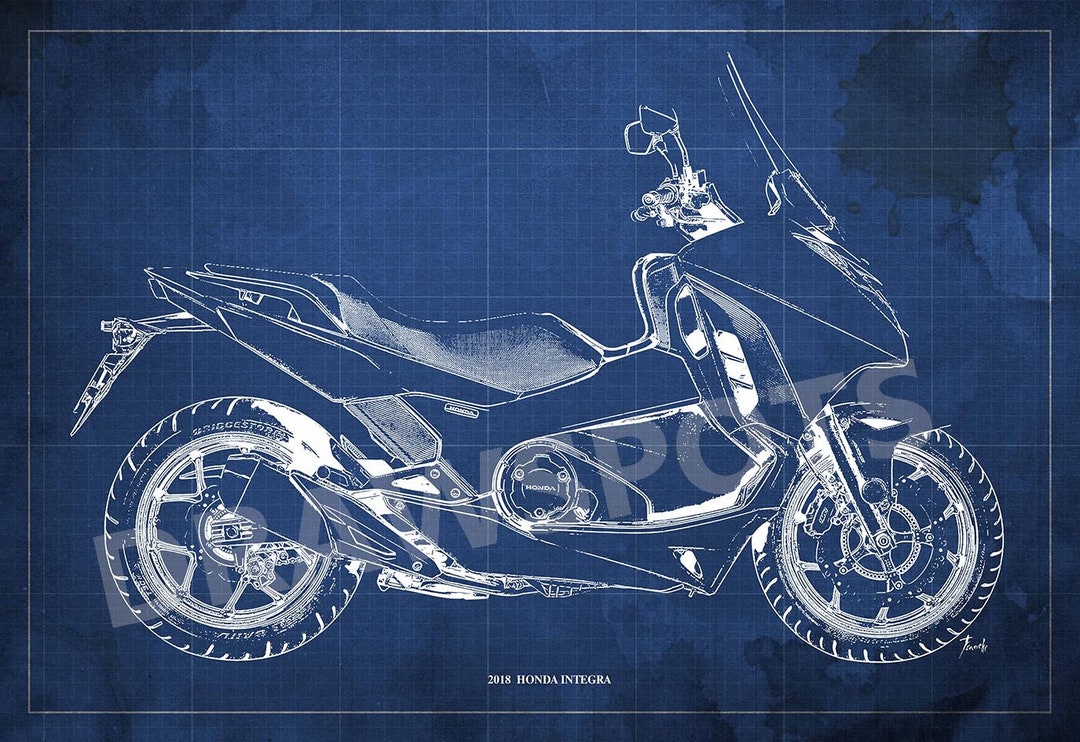2018 Honda Integra Blueprint, Motorcycle Art Print (digital Drawing ...