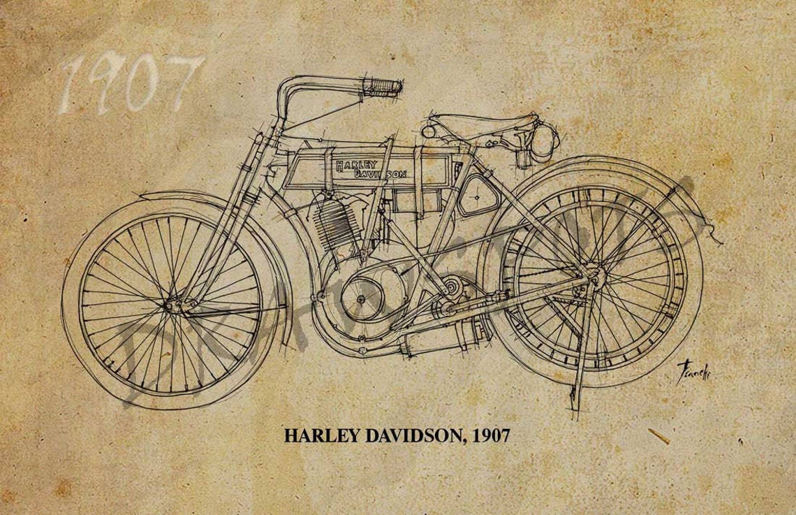 HARLEY DAVIDSON Early Years, Based on My Original Handmade Drawings ...