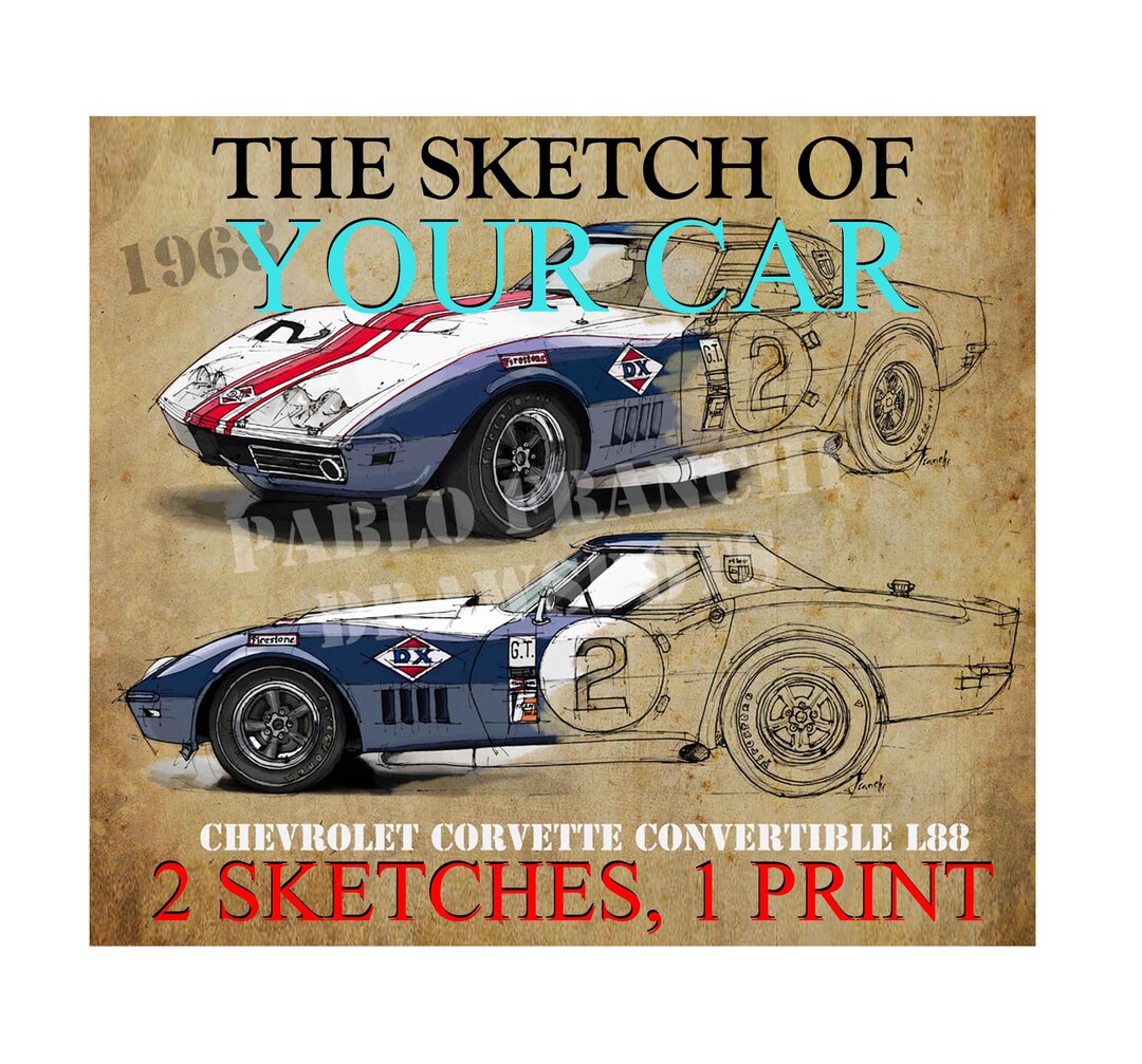 Custom Car Portrait | Hand-drawn Illustration, Unique Vehicle Art ...