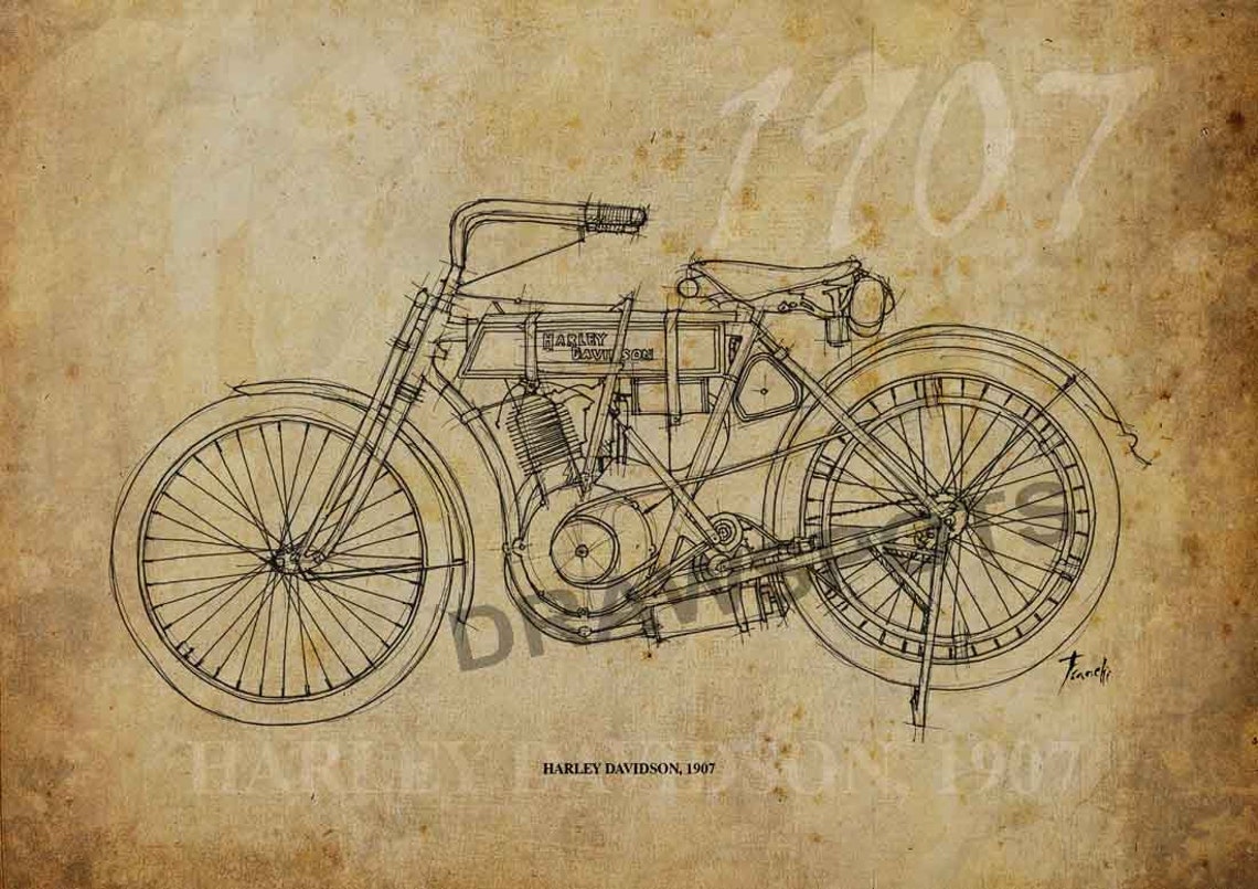 Set of 4 HARLEY DAVIDSON Original Art Prints Any Print - Etsy