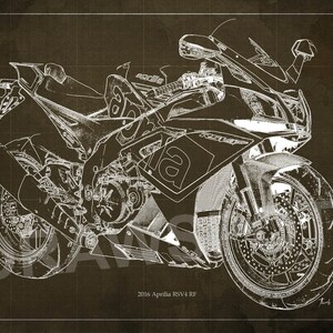 APRILIA RSV4 RF Blueprint, Art Print 8x12in and Larger Sizes ...
