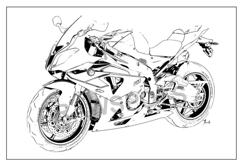 BMW HP4 2013 Motorcycle Blueprint Art Print (digital Drawing) - Etsy