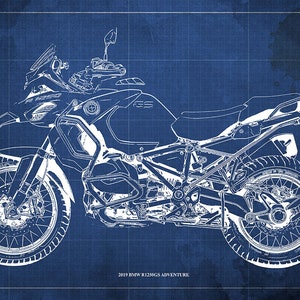 2019 BMW R1250GS Adventure Blueprint,art Print 14x9.60 to 60x41in,bike ...