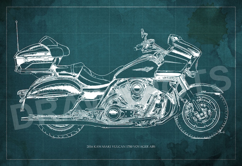Kawasaki Vulcan 1700 Voyager Blueprint Art Print,unique Wall Art - Etsy