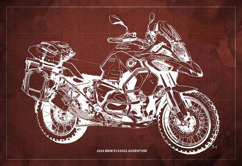 2024 BMW R1250GS Adventure Blueprint,art Print 14x9.60 to 60x41in,bike ...