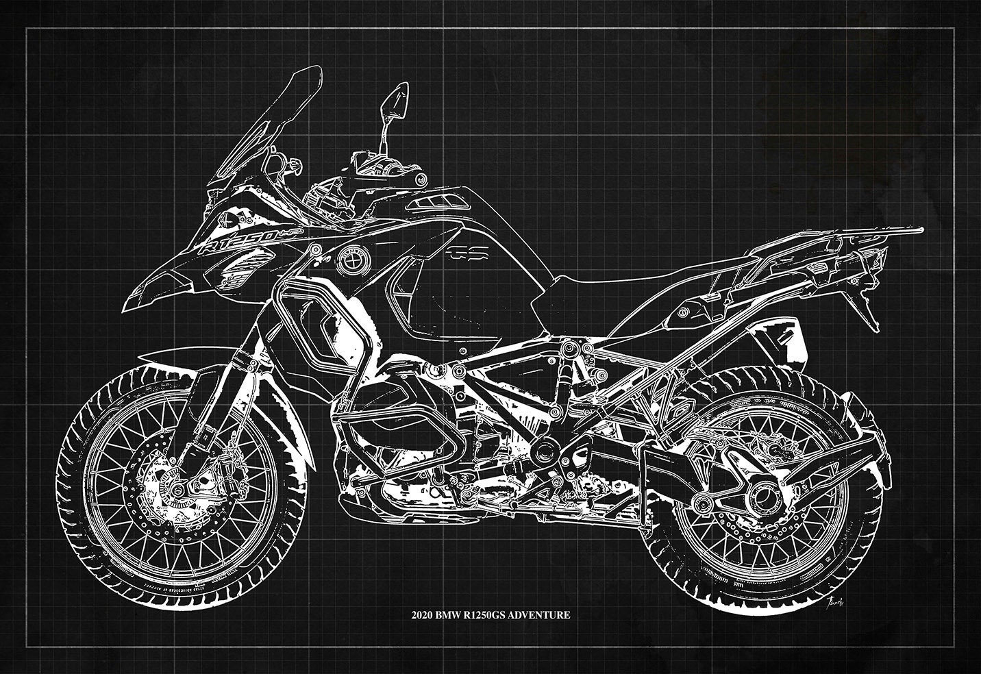 2020 BMW R1250GS Adventure Blueprint,art Print 14x9.60 to 60x41in,bike ...