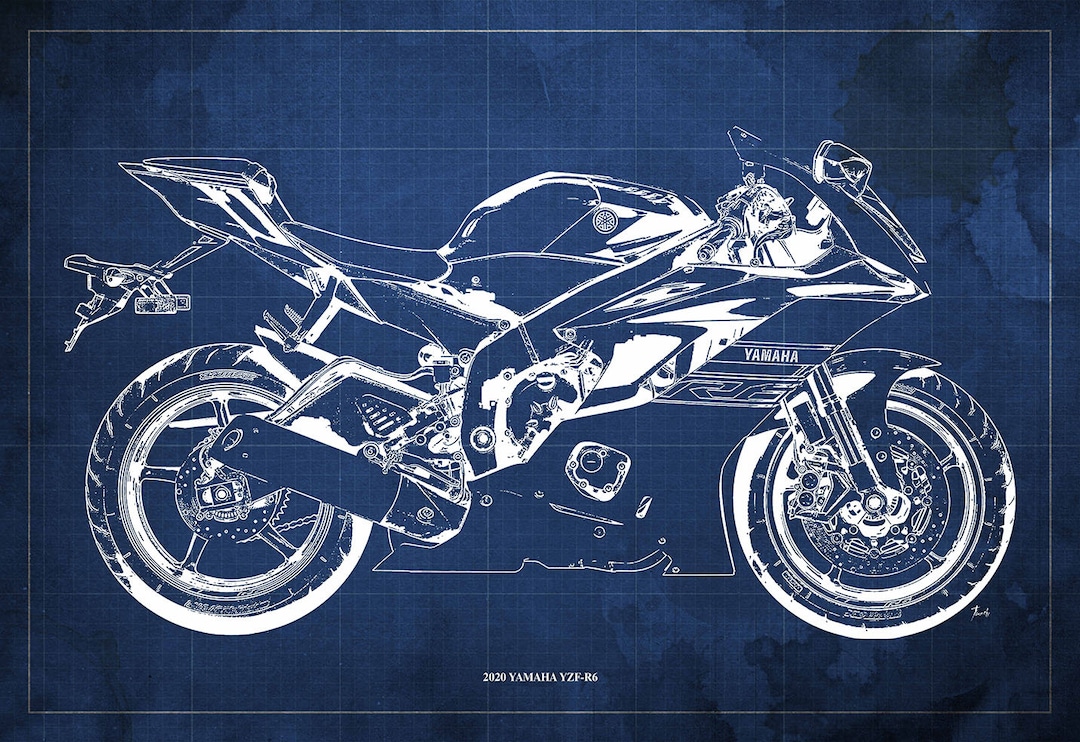 2020 Yamaha YZF-R6 Blueprint,art Print 14x9.60 to 60x41in,bike Art ...