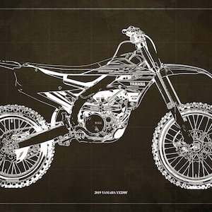 2019 Yamaha YZ250F Blueprint,art Print 14x9.60 to 60x41in,bike Art ...