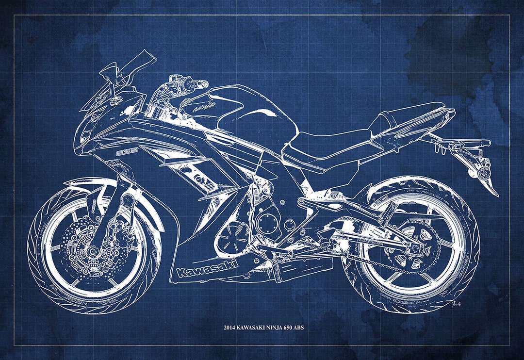 2014 Kawasaki Ninja 650 ABS Blueprint,art Print 14x9.60 to 60x41in,bike ...