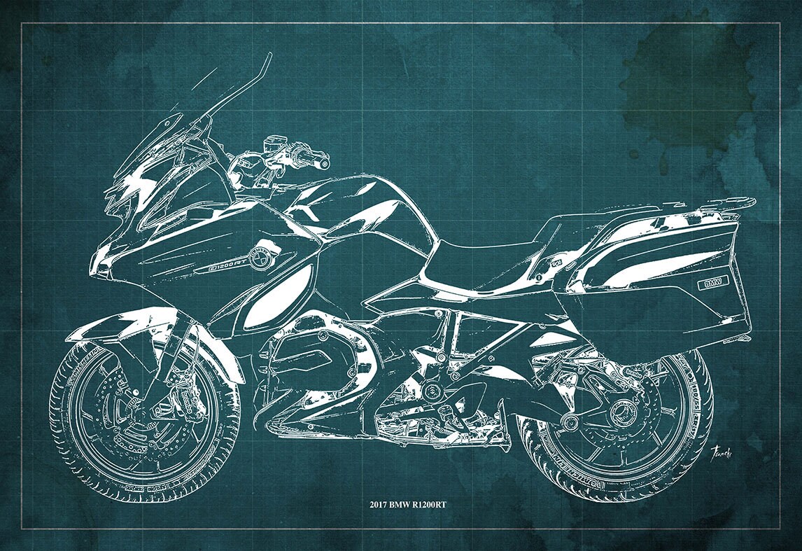 2017 BMW R1200RT Blueprintart Print 14x9.60 to 60x41inbike - Etsy