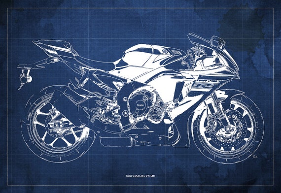 2020 Yamaha YZF-R1 Blueprintart Print 14x9.60 to 60x41inbike - Etsy