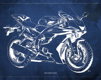 Yamaha R6 Drawing - Etsy Sweden