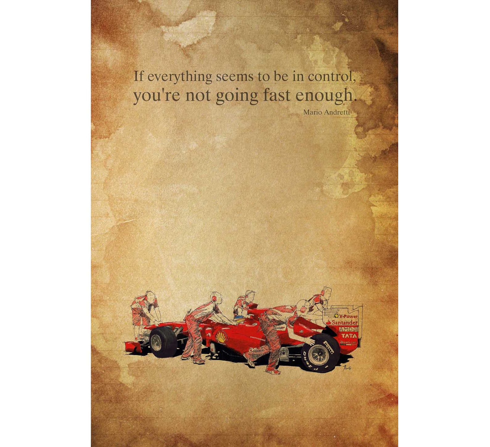 Enzo Ferrari Quote, 11.5x16 In.- Original Handmade Drawing Art Print ...