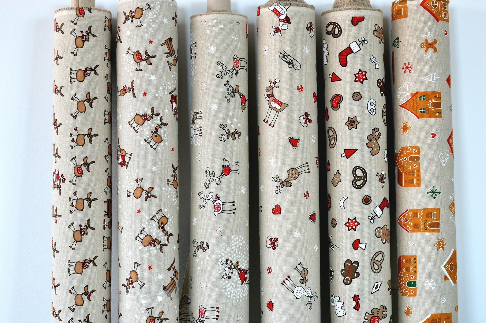 Christmas Fabric Collection / Fabric With Christmas Reindeer / - Etsy