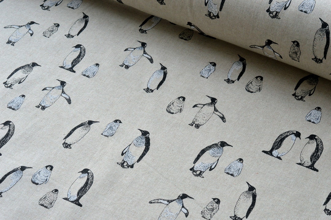 Penguins Family Cotton Fabric Antarctic Beard Print Sea Animal Fabric ...