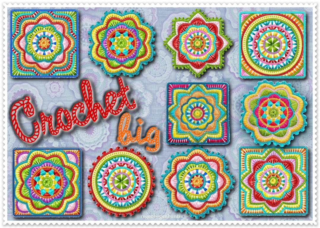 Crochetbig Embroidery File 10x10 Frame Crochet Ornament Mandala - Etsy