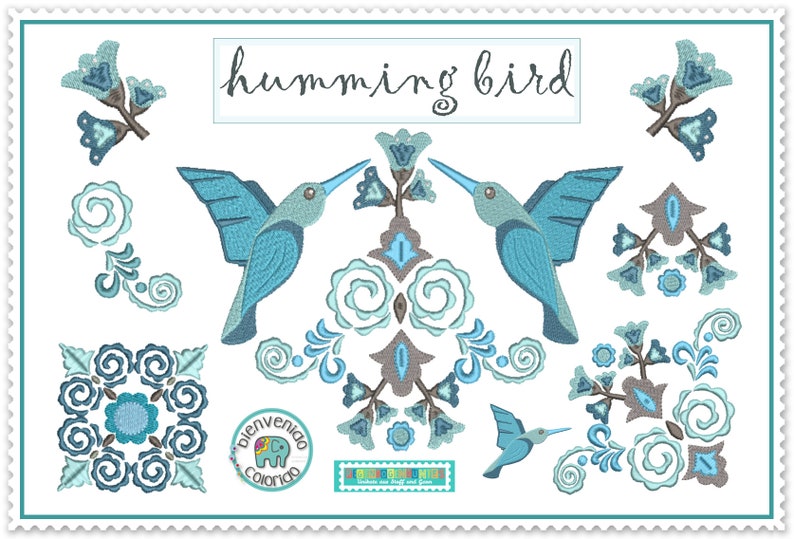 Hummingbirds - Embroidery File - Bienvenidocolorido - Etsy