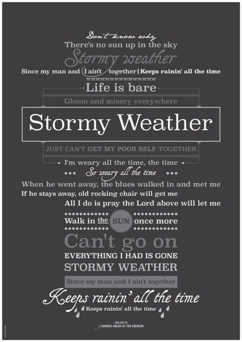 Stormy Weather Music Poster Inspired by Song Vintage Music - Etsy Ireland