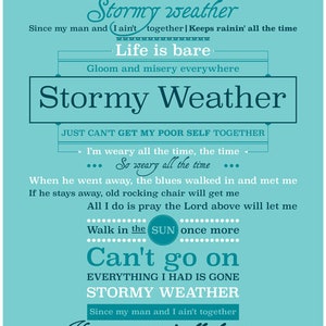 Stormy Weather Music Poster Inspired by Song Vintage Music - Etsy Ireland