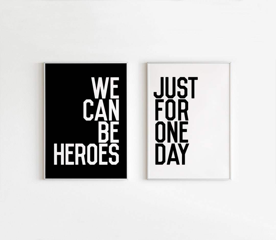 Digital Print David Bowie Poster Heroes Song Quote Poster Art Print We ...