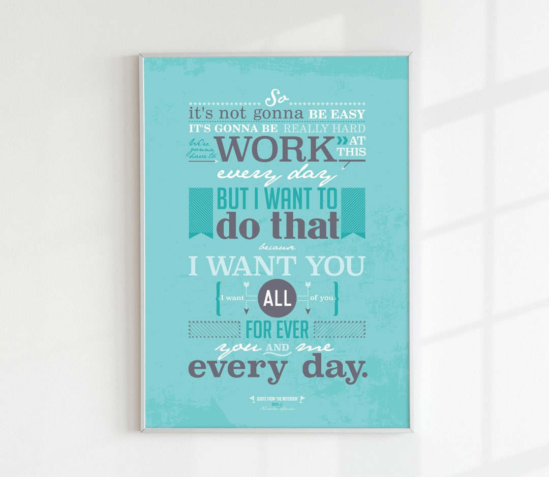 Digital Print the Notebook Poster Movie Romantic Quote Love Perfect ...