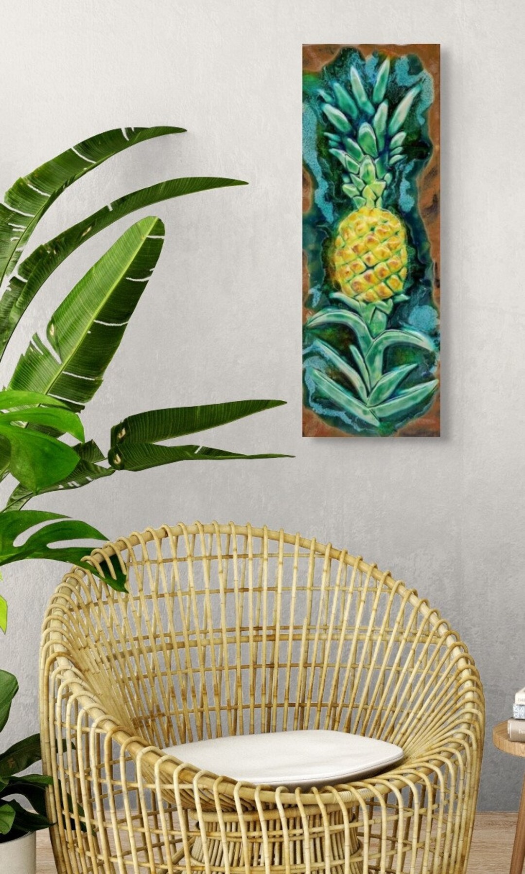 Large Ceramic Pineapple Wall Art, Ceramic Kitchen Backsplash Tile ...