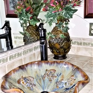Sea Turtle Decor, Bathroom Basin, Handmade Sink, Turtle Decor, Turtle ...