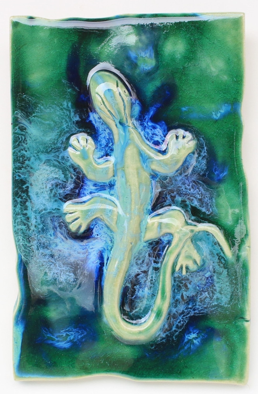 Ceramic Gecko Wall Art, Kitchen Backsplash Tile, Tropical Gecko Wall ...