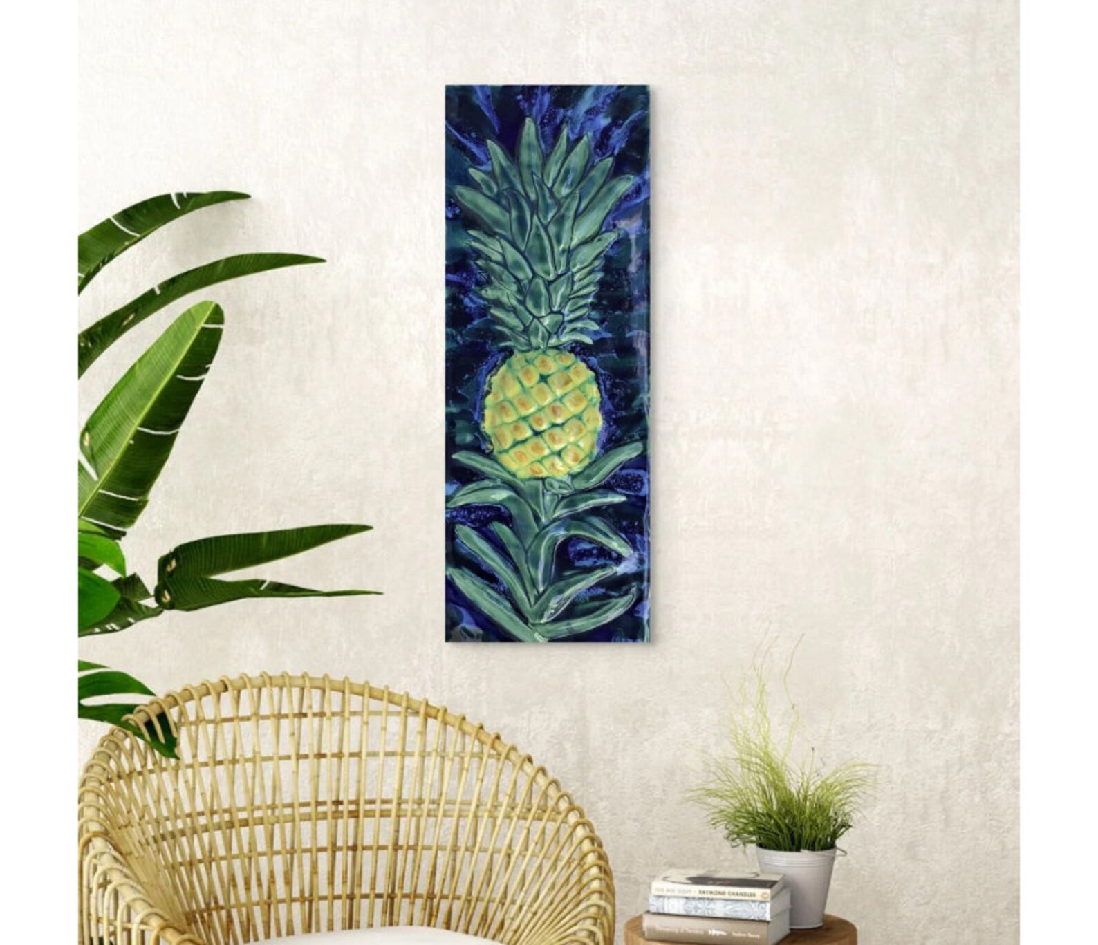 Ceramic Pineapple Wall Art, Kitchen Backsplash Tile, Tropical Pineapple ...