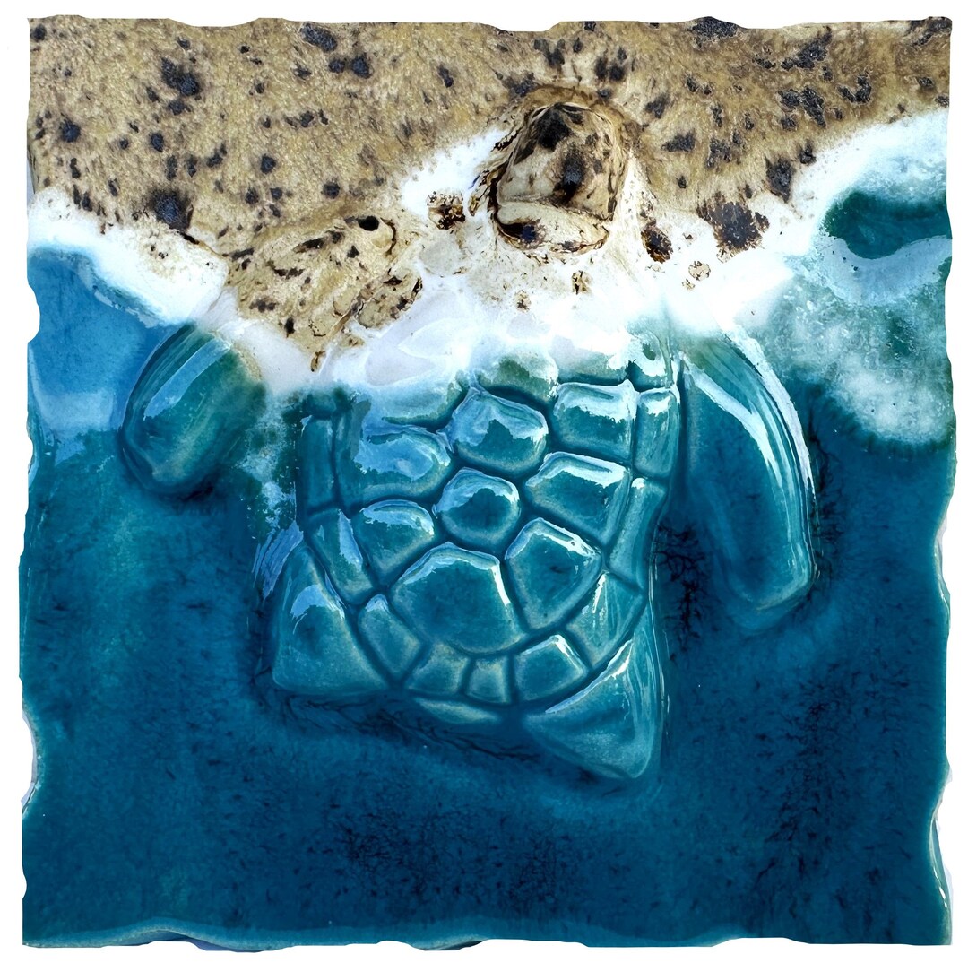 Bathroom Turtle Tiles, Beach House Décor, Handmade Ceramic Turtle ...