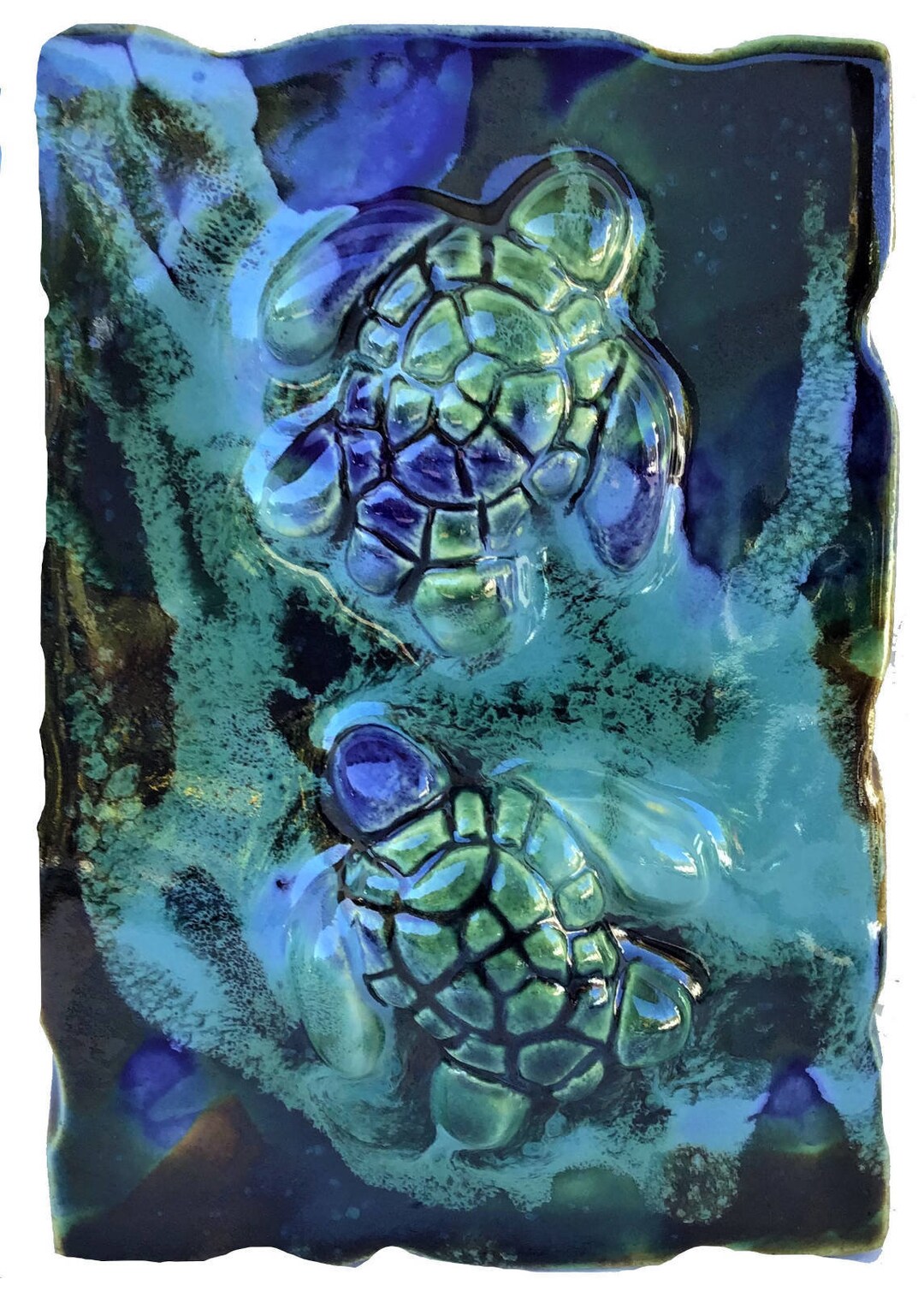 Swimming Pool Tiles, Handmade Turtle Tile, Beach House Turtle Decor ...