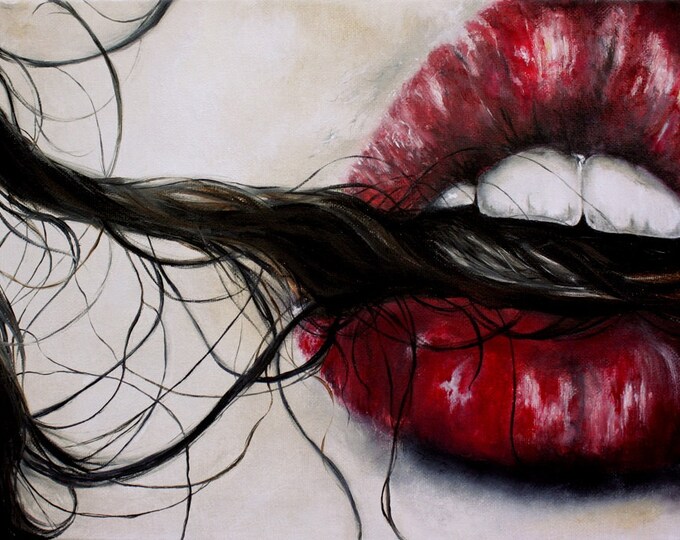 Red Lips Original 11 X 14 Canvas Oil Painting - Etsy