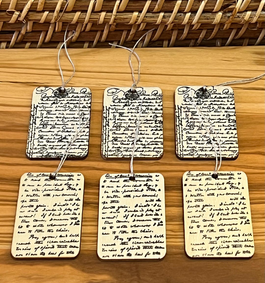 Six Stamped Wooden Tags - Vintage Inspired Hand-stamped Wooden Tags ...