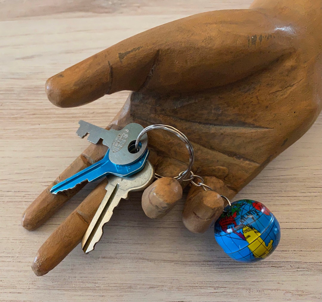 Miniature World Globe Keychain - Three Vintage Keys - Whimsical ...