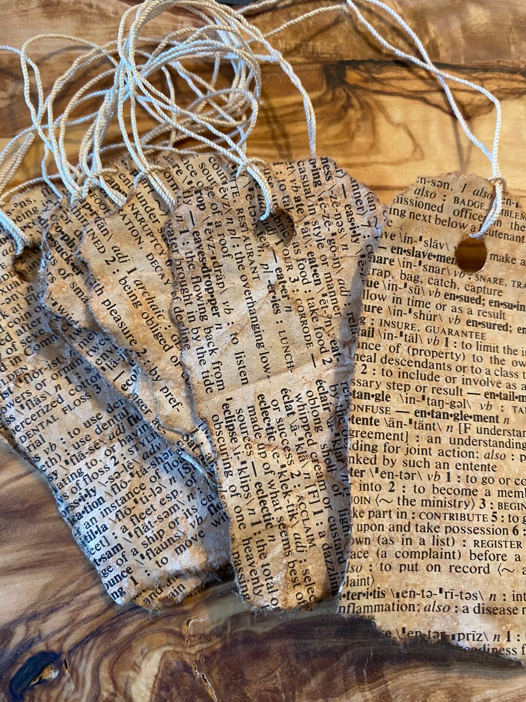 Coffee Stained Hand-torn Tags, Vintage Dictionary Pages Turned Into ...