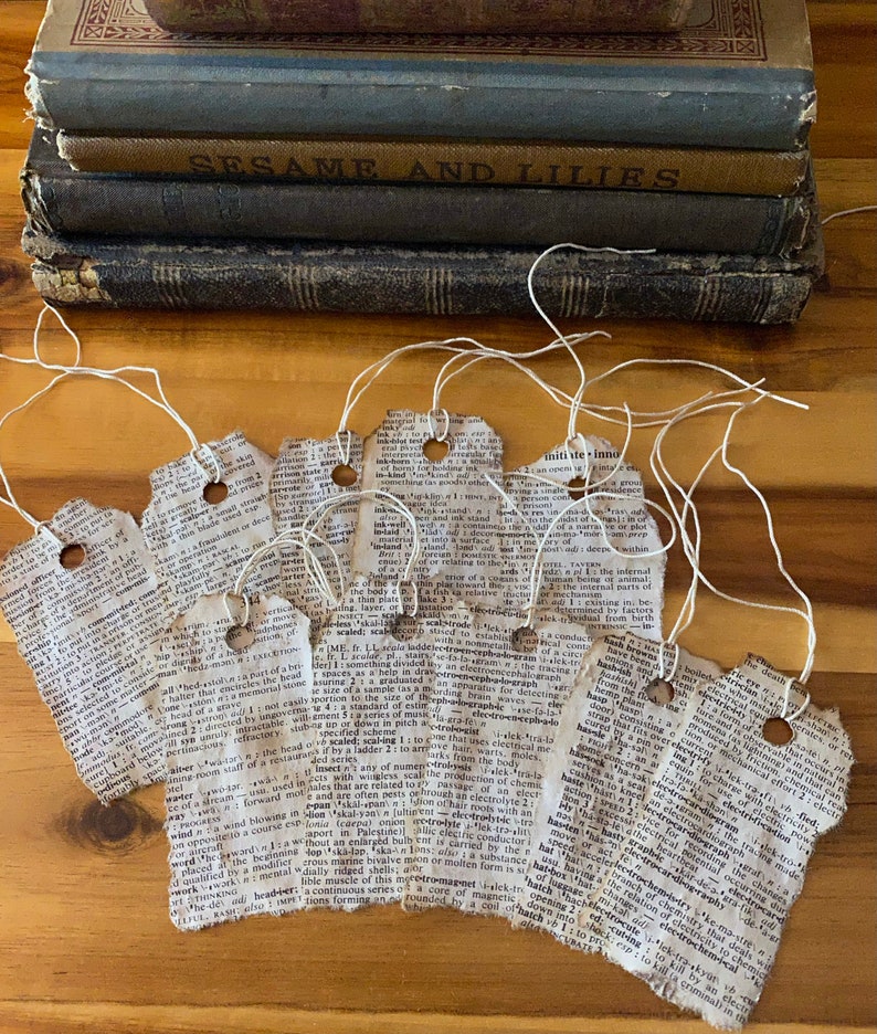 Coffee Stained Hand-torn Tags, Vintage Dictionary Pages Turned Into ...