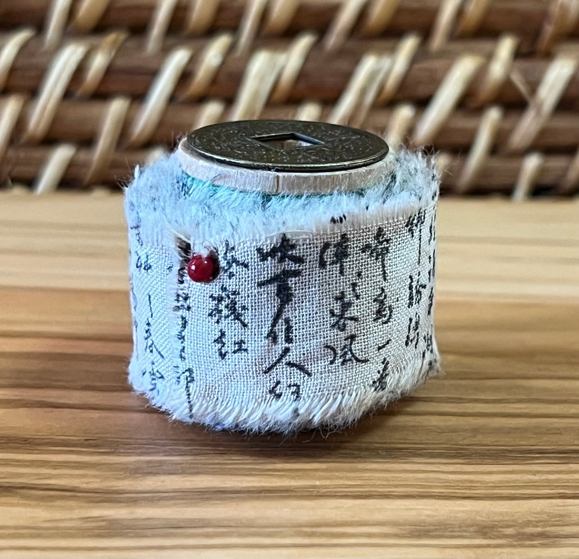 Lil' Asian Script - Vintage Inspired Hand-stamped Tea Dyed and Frayed ...