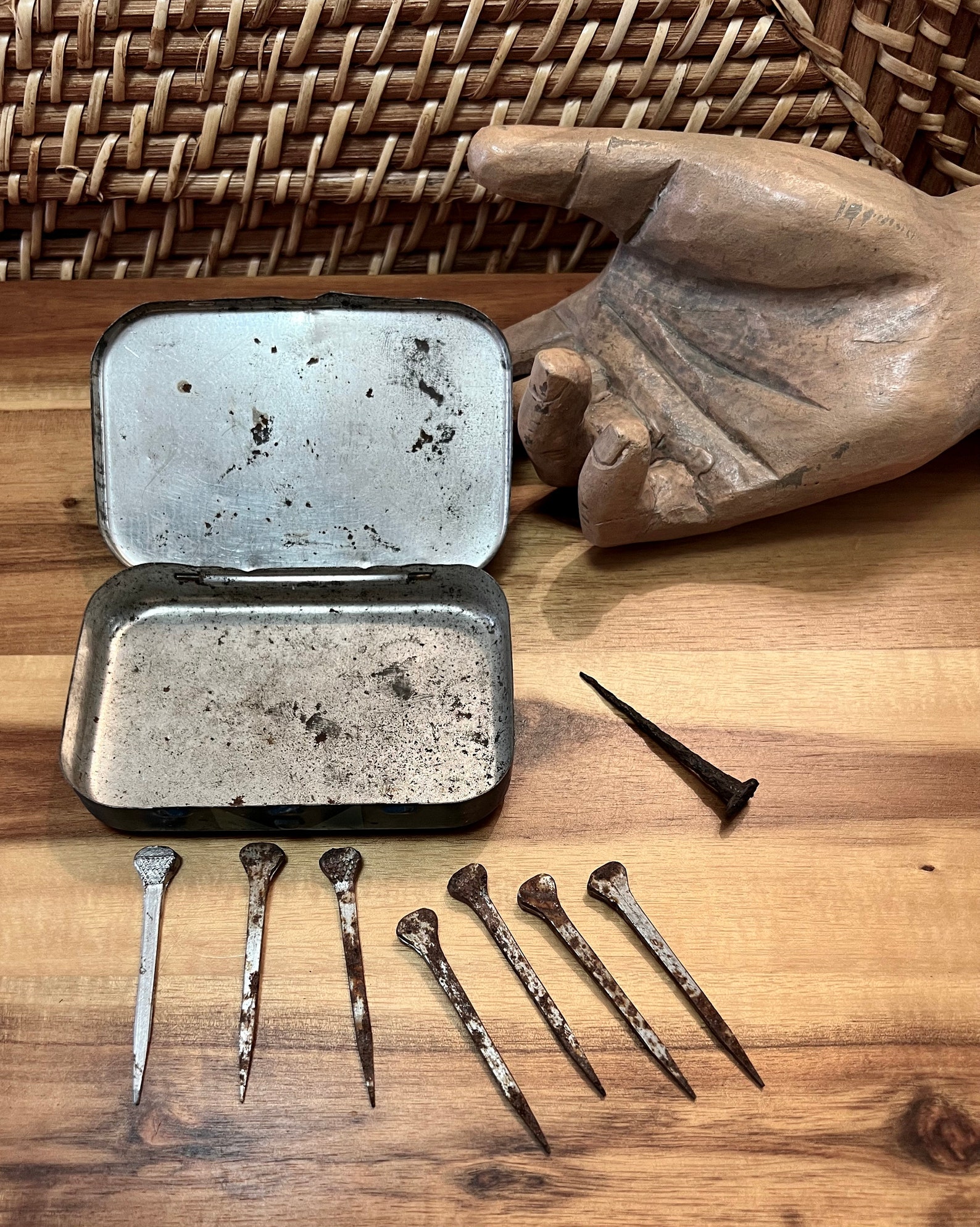 Antique Mrs. Mcgregors Family Nail Box Rusty Old Spike Nails - Etsy