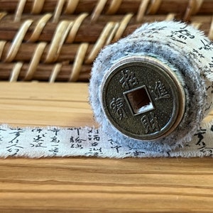 Lil' Asian Script - Vintage Inspired Hand-stamped Tea Dyed and Frayed ...