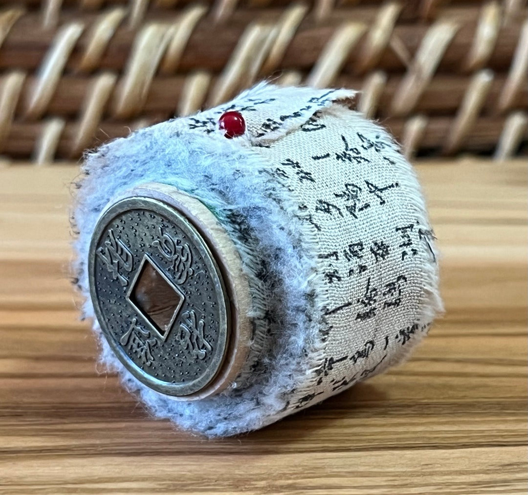 Lil' Asian Script - Vintage Inspired Hand-stamped Tea Dyed and Frayed ...