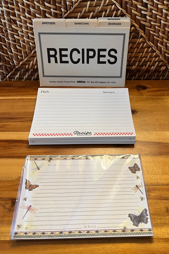 Vintage Kitchen Recipe File Cards File Card Dividers Recipe - Etsy