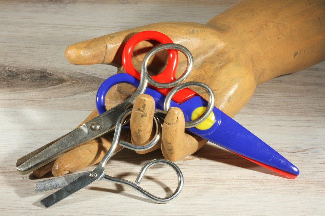 Instant Collection of Children's School Scissors Blue Red Plastic ...