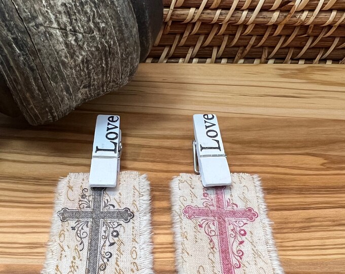 Six Red & Black Cross Tags, Muslin Tags Vintage Inspired Hand-stamped ...