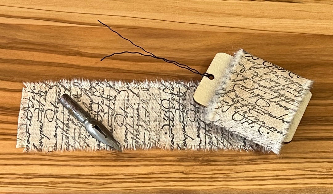 A Scribe's Letter Vintage Inspired Hand-stamped Tea Dyed Frayed Muslin ...