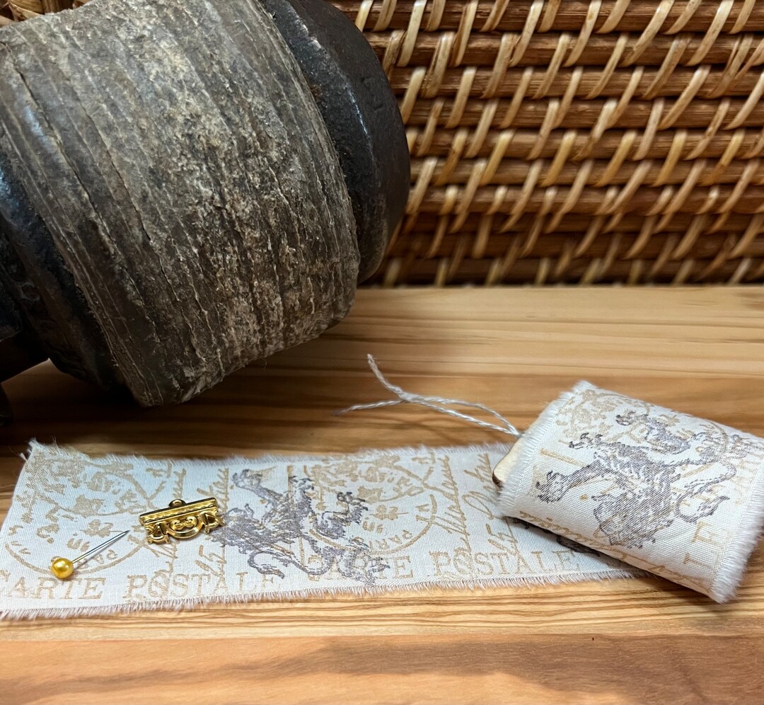 Royal French Crest Vintage Inspired Hand-stamped Tea Dyed & - Etsy