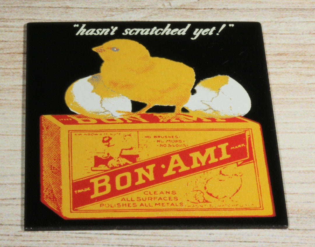 Metal Enamel Black and Yellow Bon Ami Tag Plate - Metal Embellishment ...