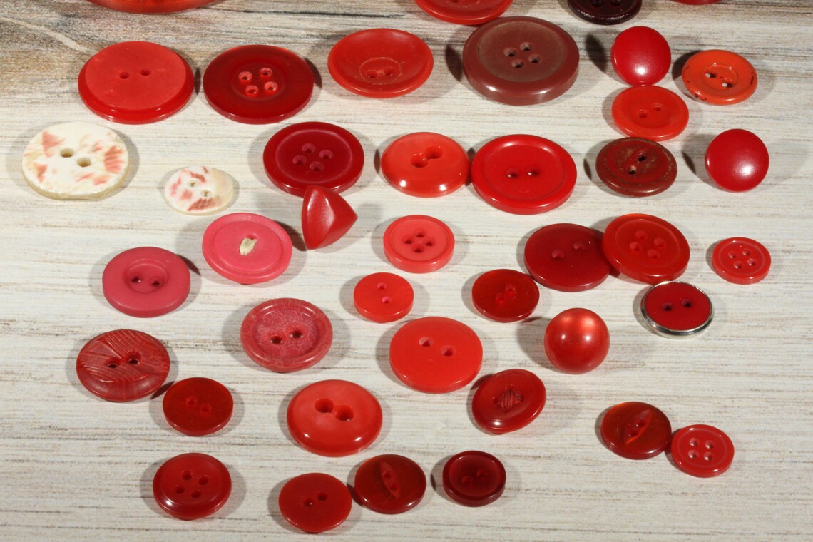 Vintage 1960's Red Buttons Bulk Buttons - Etsy